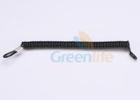 China 2.5mm Black PU Elastic Coiled Lanyard 160mm Unextended 1.4m Extended Double Rope Loops for sale