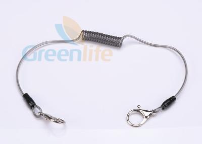 China 175mm Retractable Plastic Coil Lanyard with Lobster Clips for Tool Safety for sale