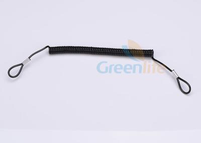 China Coiled Tool Lanyard 12cm Small Loop Retention Tether Quick Release PU Cord 2.5mm for sale