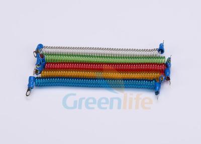 China 2.3mm Spring Coiled Security Cable Retractable Tether with Blue Protectors 1.6m for sale