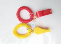 China Coiled Wrist Key Holder with Sport Whistle 2.3mm PU Cord Flat Weld Keychain for sale
