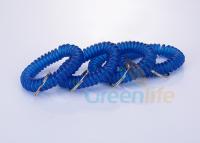 China Expanding Blue Plastic Wrist Coil Spiral Key Holder with 25mm Nickel Plated Split Ring for sale