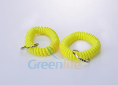 China Bright Yellow Flexible Plastic Spiral Cord Bracelet Keychain ID Chain 12 CM TPU for sale