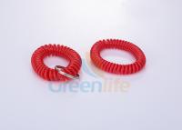 China Soft Red Bungee Plastic Wrist Coil Spring Keychain TPU Tubing With Split Ring for sale