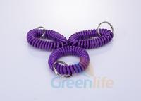 China Custom Elastic Coil Stretch Wristband Keychain Purple Spiral Bracelet Key Holder 55mm for sale
