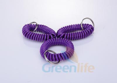 China Custom Elastic Coil Stretch Wristband Keychain Purple Spiral Bracelet Key Holder 55mm for sale