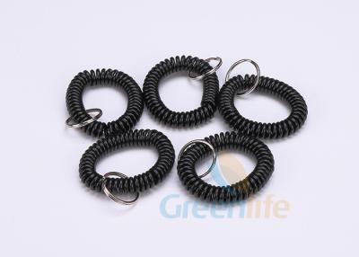 China Black Expanding Plastic Wrist Coil 2.5mm Cord 55mm Circle Kink Resistant Key Ring for sale