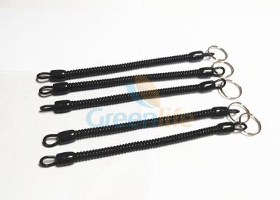 China Elastic Fishing Pliers Lanyard 160mm Safety Leash PU Coil Lanyard with Carabiner for sale