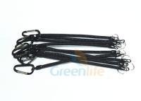 China 20mm Black PU Coil Pliers Lanyard with Split Ring and Carabiner 200mm for sale