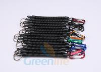 China Stretchable Black PU Coiled Fishing Pliers Lanyard 6.5 inch with Carabiner and Key Ring for sale