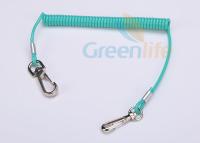 China Customizable Sky Blue Coil Tool Lanyard Swivel Spring With Metal Snap Clips for sale