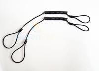 China Big Double Loop Black Stretchable Coil Tool Lanyard For Safety for sale