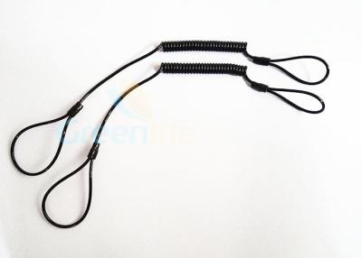 China Big Double Loop Black Stretchable Coil Tool Lanyard For Safety for sale