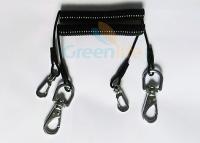 China Custom Black Retractable Coil Tool Lanyard 3mm Cord 1m Extension Stainless Steel Swivel Hooks for sale