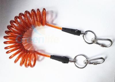 China 5.5mm Steel Core Coil Tool Lanyard 1.5m Extended Scaffolding Safety Lanyard for sale