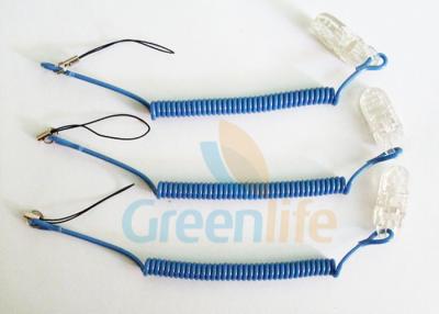 China Slim Expanding Flexible Coil Lanyard 2.0mm PU Cord with Clear Alligator Clip for Tool Safety for sale