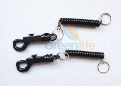 China PU Coiled Key Lanyard 10mm Coil Diameter 80cm Stretched Length with Plastic Snap Clip for sale