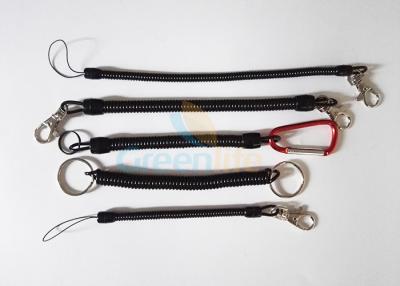 China Securing PU Coated Plastic Spiral Coils Tethers With Carabiner Clip Attachments for sale