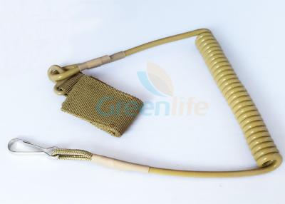 China Khaki Tactical Pistol Lanyard 1.4m Coiled Retention Sling for Secure Duty Use for sale
