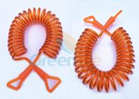 China Orange PU Coil Child Safety Harness 5.5mm Cord 1.5m Length with Stainless Steel Swivels for sale