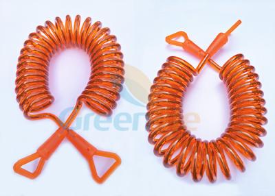 China Orange PU Coil Child Safety Harness 5.5mm Cord 1.5m Length with Stainless Steel Swivels for sale