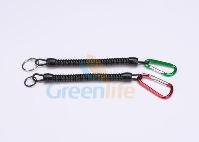China Retractable Fishing Pliers Lanyard 160mm PU Coil Tether with Aluminum Carabiner for sale