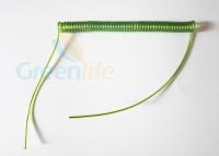 China Wire Reinforced Retractable Security Coiled Cable 3.0mm Green with Custom Connectors for sale