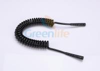 China Black PU Coiled Cable 7mm High Strength Surfboard Lanyard with Connectors Custom for sale