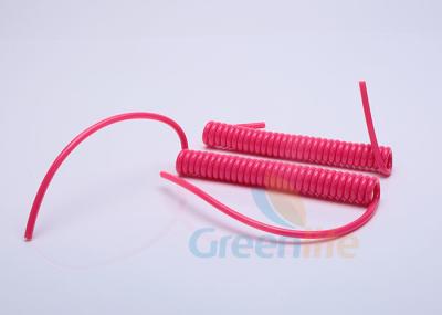 China 4mm PU Cord Steel Spring Coil Cable 10cm Retracted Length Swivelling Design for sale