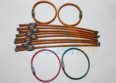 China Stainless Steel Wire PU Coated Wrist Lanyard with Lock Loop 60cm Stretched Length for sale