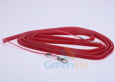 China Elastic Fishing Kayak Paddle Leash 2m-20m Red Safety Coil Lanyard with Quick Release Snaps for sale