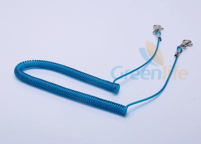 China Blue Covered Wire Coiled Fly Fishing Rod Lanyard 2-20m with Lobster Claws for sale