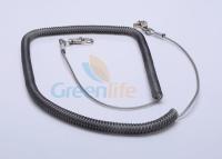 China Expandable Gray Fishing Rod Lanyard Coil Safety Strap 2mm Cord 9mm Coil Metal Hook for sale