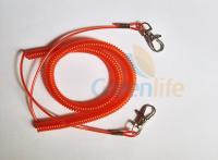 China Red Coiled Fishing Lanyard 3M Retractable PU Tool Tether with Stainless Steel Core for sale