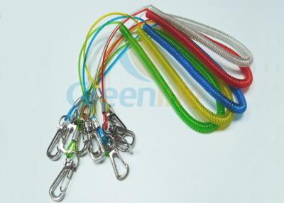 China PU Coated Stainless Steel Fishing Rod Lanyard Extended 3M Colored Coil Tether for sale