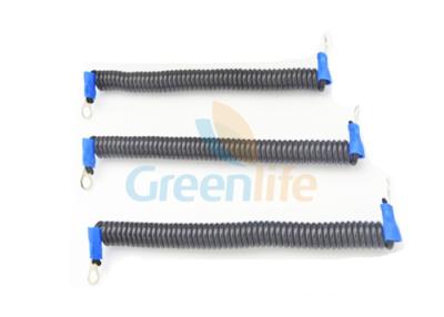China Black TPU Retractable Security Tether 2.3mm Coil Tool Lanyard Custom Length No Fade for sale
