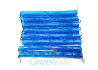 China Transparent Blue Coiled Security Tether 10cm Wire with Eyelet Terminals 0.3mm Steel Core for sale