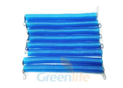 China Transparent Blue Coiled Security Tether 10cm Wire with Eyelet Terminals 0.3mm Steel Core for sale