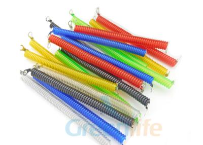 China Transparent Plastic Spiral Coil Safety Strap 0.3mm Wire 2pcs Metal Eyelet Connector for sale