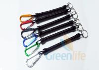 China Fly Fishing Coil Lanyard with Aluminum Carabiner 2.5mm x 120mm PU Tether for sale