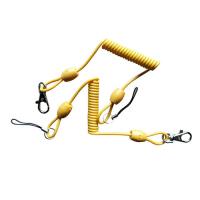 China Stretched 80 CM Bungee Retractable Tool Lanyards Yellow Spring Key Chain Holder for sale