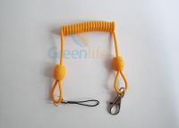 China Stretched 80 CM Bungee Retractable Tool Lanyards Yellow Spring Key Chain Holder for sale