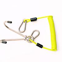 China Greenlife PU Coil Lanyard 200kg Tensile Stainless Steel Double Head Flow Hooks for Diving Tools for sale