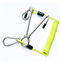 China Greenlife PU Coil Lanyard 200kg Tensile Stainless Steel Double Head Flow Hooks for Diving Tools for sale