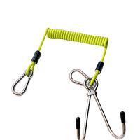 China Greenlife PU Coil Lanyard 200kg Tensile Stainless Steel Double Head Flow Hooks for Diving Tools for sale