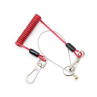 China Heavy Duty Coil Tool Lanyard 1.2m Extended Length PU Steel Wire Fall Protection Aerial Work Hand Tools for sale