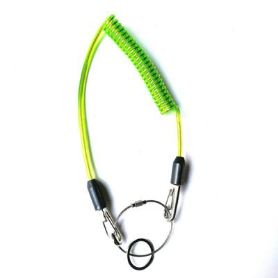 China Greenlife TPU Coil Tool Lanyard 1.5m Clear Green with Swivel Hooks for sale