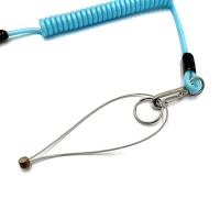 China Nylon Cord Core Coil Tool Lanyard Sky Blue 1.5m Extended Length PU Coated for sale