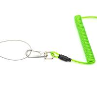 China TPU Coiled Spring Lanyard with Swivel Hooks 1.5m Extended Length Clear Green for sale