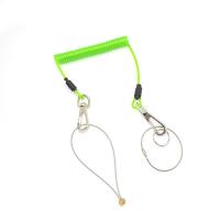China TPU Coiled Spring Lanyard with Swivel Hooks 1.5m Extended Length Clear Green for sale